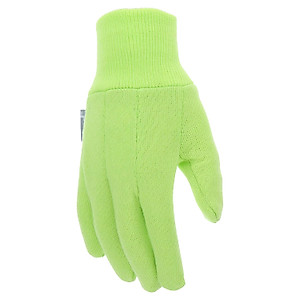 MUD Basic Jersey Cotton Youth Helper Gloves, Extreme Comfort, Elastic Knit Wrist, Hand Protection, Ages 9-12 Yrs., Green (MD60001K-K) (MD60001K-Y)