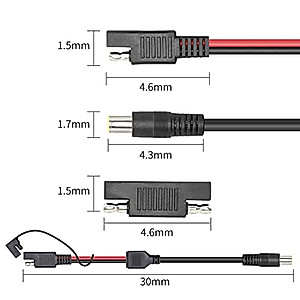 YACSEJAO SAE to DC 8mm Cable 14AWG 1FT DC 8mm Male to SAE Connector Adapter for RV & Solar Generator Portable Solar Panel