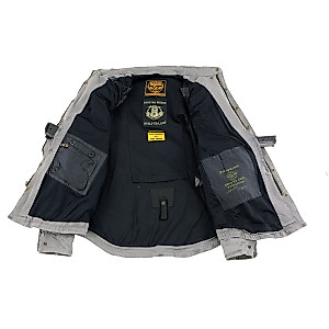 Milwaukee Leather MPM1621 Men's Grey Flannel Biker Shirt with CE Approved Armor - Reinforced w/Aramid Fibers - 3X-Large