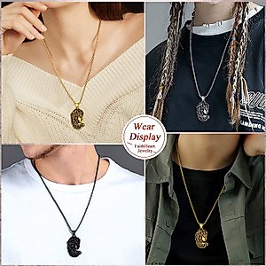 FaithHeart Womens Medusa Snake Necklace Gold Plated Greek Culture Jewelry Goth Snake Head Pendant Neck Charms for Male