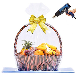 LazyMe Extra Large Jumbo Shrink Wrap Bags Cellophane Bags for Gift Baskets - 37x45 Inch Christmas Basket Bags (10 pcs, XXL)