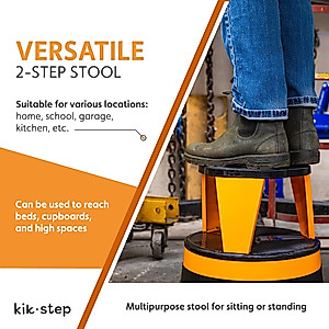 Cramer Kik Step Steel Step Stool - Two Step Stool, Holds 350 lbs (Orange)