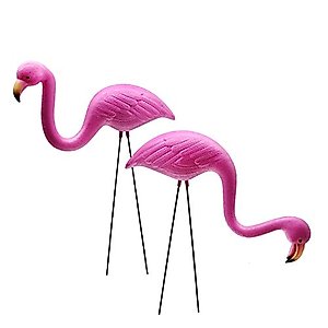 GiftExpress Set of 2, Small Pink Flamingo Yard Ornament/Mini Yard Flamingos Ornaments/Pink Flamingo Garden Yard Decor (2)