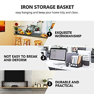 IMIKEYA Wire Wall Grid Panel Wall Mount Hanging Organizer Wire Metal Storage Shelf Rack Wall Decors