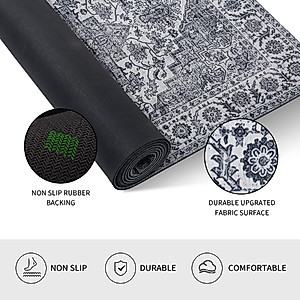 WOBUBU Kitchen Rugs Sets of 3 Washable Kitchen Mats for Floor 3 Piece Kitchen Rug Set Non Slip Kitchen Runner Carpets for Laundry Room Entryway Grey