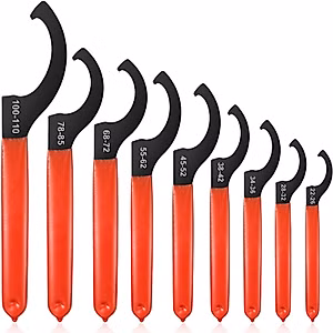 Honoson 9 Pieces Spanner Wrench Set Adjustable Shock Coilover Wrench Spanners Hook Wrenches Tools Coilover Wrench Steel Spanner for Suspension System and Shock Adjustments