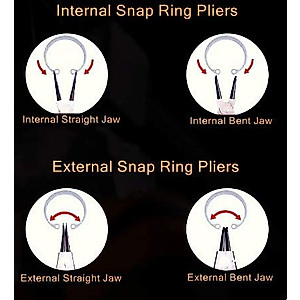 AGOOBO 4 Pack Snap Ring Pliers Set,7 inch Heavy Duty Internal/External Precision Cir-clip Retaining Ring Pliers Kit with Straight/Bent Jaw for Ring Remover Retaining and Remove Hoses with Storage Bag