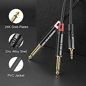 CableCreation 3 FT 3.5mm 1/8" TRS to 2 x 6.35mm 1/4" TS Mono Y Cable Splitter Cable Compatible with iPhone, iPod,Laptop,CD Players,Power Amplifier,Mixer, Home Stereo Systems,1 Meter/Black