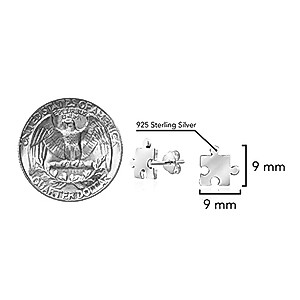 Whimsical Jigsaw Puzzle Piece .925 Sterling Silver Stud Earring