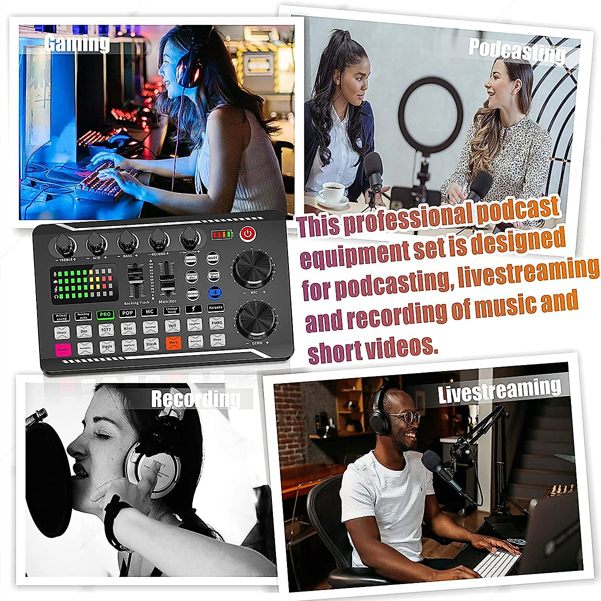 Podcast Equipment Bundle, SINWE Condenser Microphone with Tripod Stand and Professional Audio Mixer for Studio Recording Vocals, Voice Overs, Streaming Broadcast and YouTube Videos