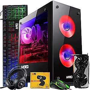 MTG Aurora 4T Gaming Tower PC- Intel Core i7 4th Gen, GeForce RTX 2060S GDDR6 8GB 256bits Graphic, 16GB Ram DDR3, 1TB Nvme, RGB Keyboard Mouse and Headphone, Webcam, Win 10 Home