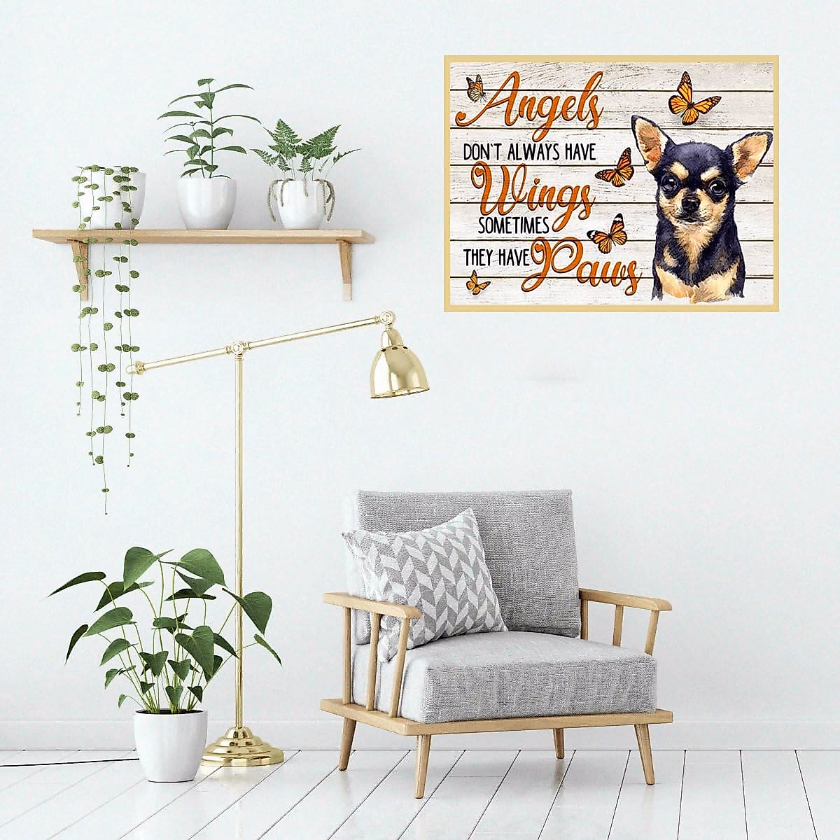 LEARTDYY 5D Diamond Painting Kits Chihuahua Angels Don't Always Have Wings Diamond Art Kits for Gift Diamond Painting Perfect for Home Office Wall Art Decor 30x40cm/12x16in