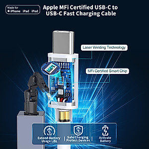 【MFi Certified】iPhone 15 Charger Fast Charging, KYOHAYA 2Pack PD 20W USB-C Power Type-C Wall Charger Adapter + 10FT Long USB-C to USB-C Cable for iPhone 15/15 Plus/15 Pro/15 Pro Max, iPad Pro/Air/Mini