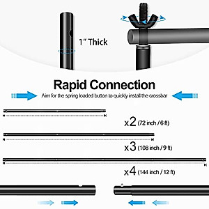 EMART 10 x 12ft (H X W) Photo Backdrop Stand Kit, Adjustable Photography Video Studio Background Stand Support System for Photo Booth Muslin