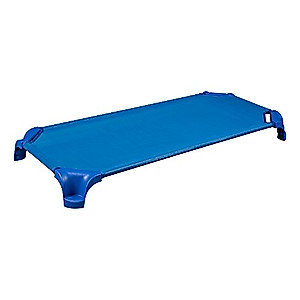 Sprogs Deluxe Heavy-Duty Childrens Standard 52"L Stackable Daycare Cot with Easy Lift Corners Cots for Preschool Kids Sleeping, Resting, and Naptime, SPG-16138-AS, Blue, Green, Red, Yellow (Pack of 4)