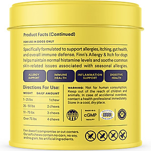 Finn Allergy & Itch for Dogs | Allergy, Itchy Skin & Immune Support w/Bee Propolis + Probiotics | 90 Soft Chews