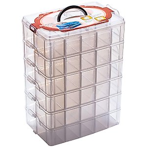 Sooyee 6 Layers Stackable Storage Container Clear 60 Adjustable Compartments,Compatible with Small Toys Arts and Crafts Piping Tips Hardware Storage Organizer