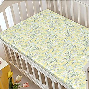 Pastel Themed Fitted Crib Sheet,Standard Crib Mattress Fitted Sheet Ultra Soft Material-Great for Boy or Girl Room or Nursery,28“ x52“,Pastel Yellow and Multicolor