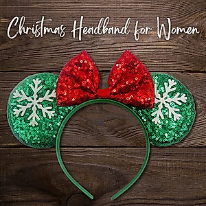 Needzo Christmas Headbands, Festive Holiday Hair Accessory for Women or Girls, One Size Fits Most (Mouse Ears)