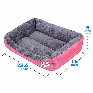 Rectangular Dog Cat Beds Mattress Washable Pads Room, Soft Winter WarmPlush Faux Fur Sleeping Pet Fleece Bed Mat for Small Doggy Kitten Puppy, with Anti-Slip Waterproof Bottom, (Pink)