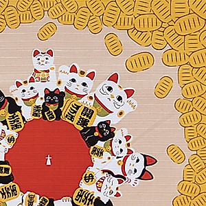 Japanese wrapping cloth FUROSHIKI MANEKI-NEKO HAPPY CAT MADE IN JAPAN 50cm