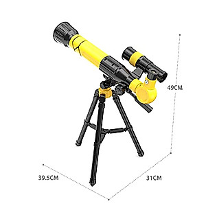 Timisea Telescope for Kids & Beginners, for a Young Astronomer,Portable Refractor Telescope with Tabletop Tripod and 3 Eyepieces, Explore Moon Space, Watch Night-Sky (Yellow)