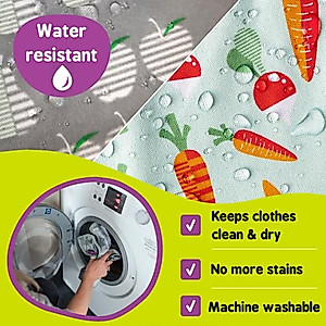 Tidy Tot- 2 Pack Spare Baby Bibs for Bib & Tray Kit - Mess Proof Long Sleeve Smock Attaches to Feeding Mat - 2 Waterproof Bibs – Machine Washable. Fits Babies and Toddlers 6-24 months.