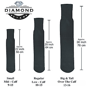 Diamond Star Men's 6 Pack Athletic Tube Socks Running Sports over the calf Full Cushioned Premium Soft Cotton Big and Tall 13-16 (Multi)