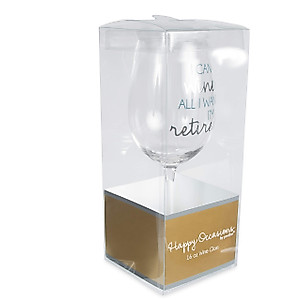 Pavilion Gift Company I Can Want I'm Retired-16 oz 16 oz. Crystal Wine Glass, 1 Count (Pack of 1), Blue