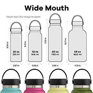Hydro Flask 32 oz. Water Bottle - Stainless Steel, Reusable, Vacuum Insulated- Wide Mouth with Leak Proof Flex Cap