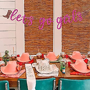 Let's Go Girls Banner, Nashville Bachelorette Party Decorations, Disco Cowgirl Birthday Party Supplies, Western Rodeo Garland Sign, Pre-strung, Pink Glitter