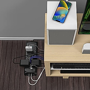 Monster Black Heavy Duty Surge Protector Power Strip 6 ft Cord with 10 120V-Outlet Extension, 2 Ethernet Switch Ports, 4050J Rating, 1 USB-A, and 1 USB-C Charging Ports – Ideal for Computers & Offices