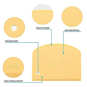 Unicook Dough Scraper, Flexible Bowl Scraper, Nonslip Bench Cutter with Measurement, Pastry Chopper, Multipurpose Kitchen Tool for Dough, Pastry, Pizza, Bread, Baking, Cake and More, 2 Pack