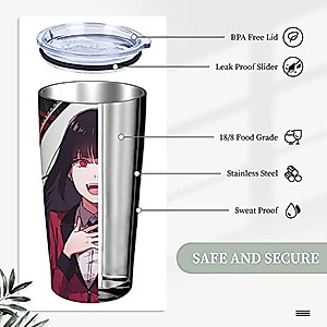 Kakegurui Jabami Yumeko Stainless steel insulation cup with straw cup lid double-layer vacuum insulation coffee cup can be placed in the car for office home