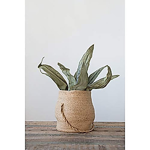 Creative Co-Op Hand-Woven Jute Handle Baskets, Natural