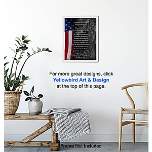 American Flag Wall Art - Military Oath of Enlistment - Patriotic Home Decor - Gift for Soldiers, Veterans Day, Vets, USAF, Army, Navy, Air Force, Marines, Coast Guard, Men, Women - Poster Print