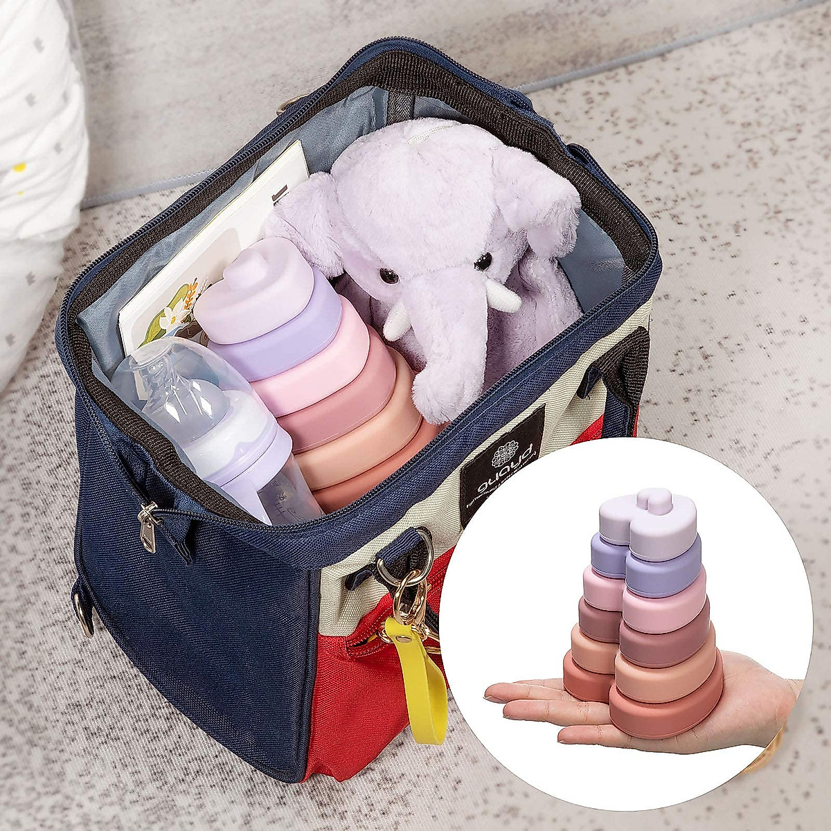 Baby Silicone Stacking & Nesting Toys, Christmas 6 pcs Heart Building Stacker Blocks Tower, Soft Chew Natural Teether Montessori Toys, 6+ Months Toddler Boys & Girls Early Education Learning