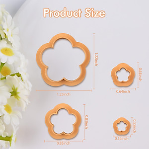 Puocaon Flower Petal Clay Cutters - 4 Pcs Flower Shape Clay Cutters for Polymer Clay Jewelry, 2 Pcs Flower Texture Molds 20 Pcs Brass Charms for Flower Pistil, Flower Clay Jewelry Earrings Making Tool