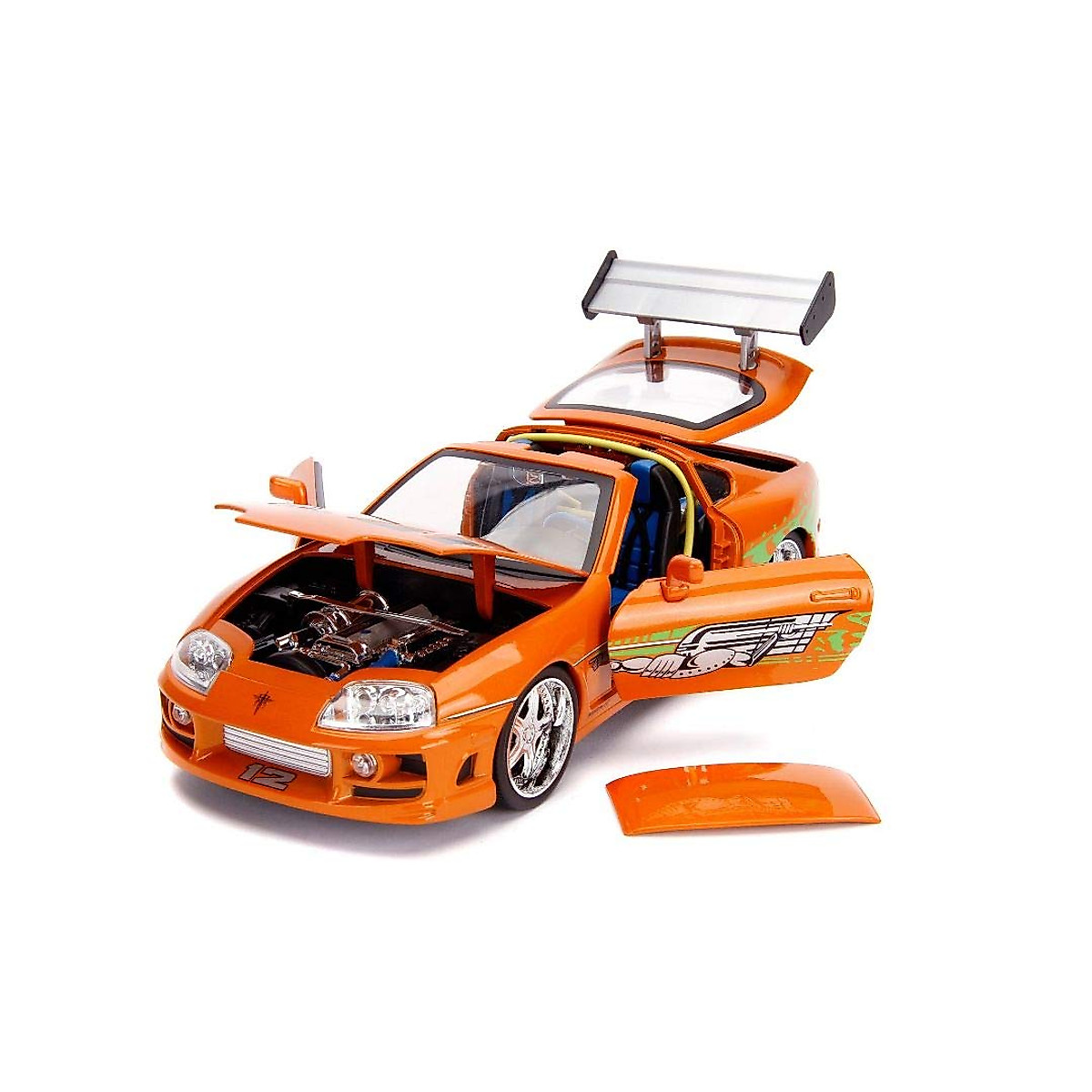 Fast & Furious 1:18 Toyota Supra Die-cast Car & 3" Brian Figure, Toys for Kids and Adults,Orange