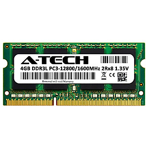 A-Tech 4GB RAM Replacement for CT51264BF160B | DDR3/DDR3L 1600MHz PC3L-12800 (PC3-12800) CL11 SODIMM 2Rx8 1.35V Non-ECC SO-DIMM 204-Pin Laptop, Notebook Memory Module