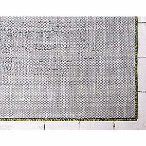 Unique Loom Modern Collection Gradient, Distressed, Vintage, Abstract, Indoor and Outdoor Area Rug, 2 ft x 6 ft, Green/Beige