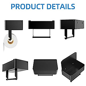 JUYSON Toilet Paper Holder with Shelf, Flushable Wipes Dispenser Fits for Bathroom Wipe Storage, Keep Your Wipes Hidden Out of Sight - SUS304 Stainless Steel Wall Mount Organizer (Matte Black)