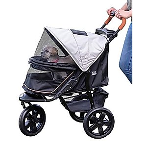 Pet Gear No-Zip AT3 Pet Stroller for Cats/Dogs, Zipperless Entry, Easy One-Hand Fold, Jogging Tires, Removable Liner, Cup Holder + Storage Basket, 1 Model, 2 Colors