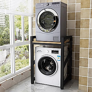 ACLFF Over The Washer Storage Shelf with Adjustable Feet, Over The Dryer Storage Shelf with Countertop, Washing Machine Storage Rack with Shelves, for Bathroom, Laundry Room