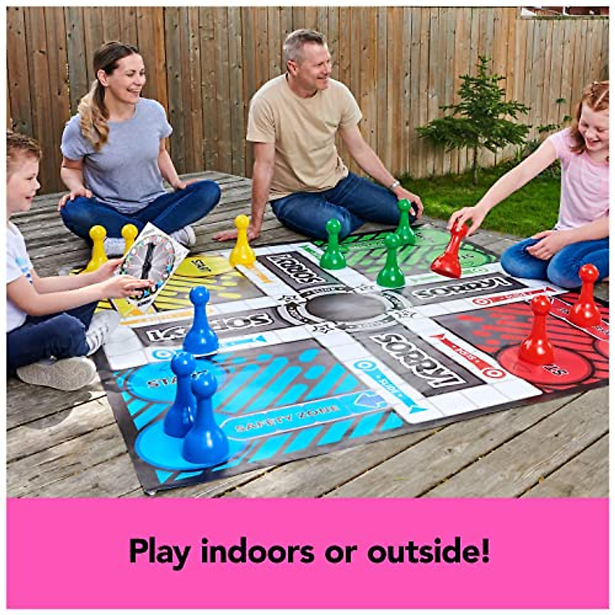 Giant SORRY Classic Family Board Game Indoor Outdoor Retro Party Activity Summer Toy with Oversized Gameboard, for Adults and Kids Ages 6 and up