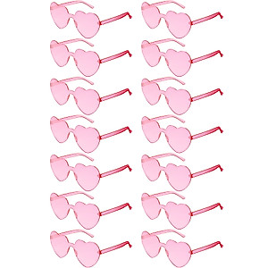 Flutesan 42 Pairs Heart Shaped Sunglasses Bulk Color Rimless Transparent Frameless Glasses for Women Summer Party Favor(Pink)