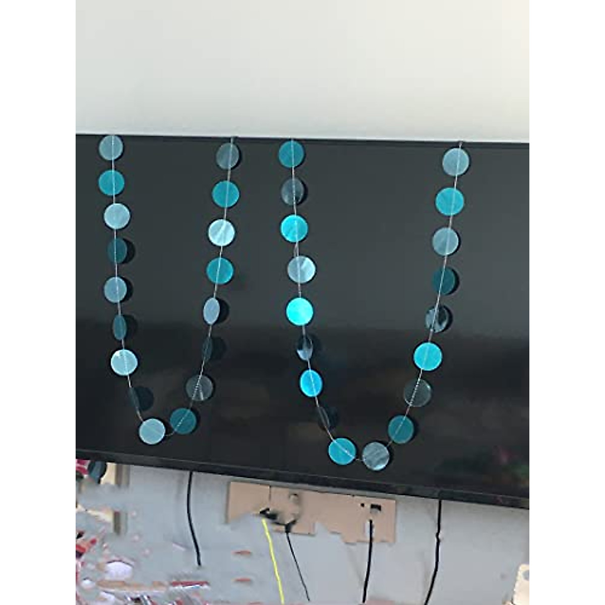 Hellensp Sage Green Circle Garland 4 Pack Green Dots Paper Garland String Hanging Backdrop 52 feet Teal Circle Garland for Birthday Rustic Wedding Baby Shower Vintage Party