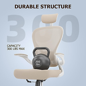 Frylr Heavy Duty Office Chair - Ergonomic Plus Size Desk Chair for Home Office Use, Supportive Mesh Design for Big and Tall People, 400lbs Capacity, Khaki