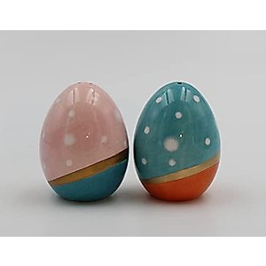 Fine Ceramic Easter Egg Salt & Pepper Shakers Set, 2-3/4" H