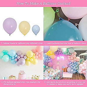 120 PCS Macaron Balloons Garland Kit, Pastel Latex Rainbow Balloons Arch Kit Assorted for Birthday Baby Shower Wedding Graduation Mermaid Party Decor Supplies(18/10/5 Inch)